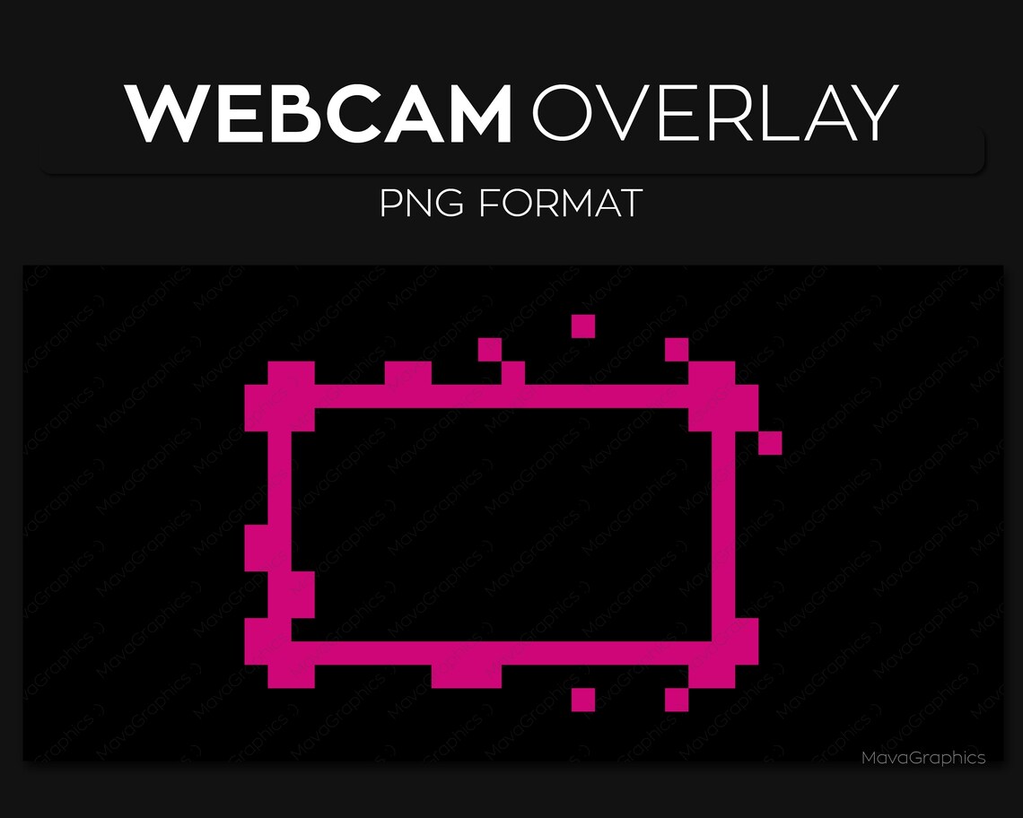 Pink Pixel Webcam Frame Overlay, Webcam Border, Premade Twitch ...