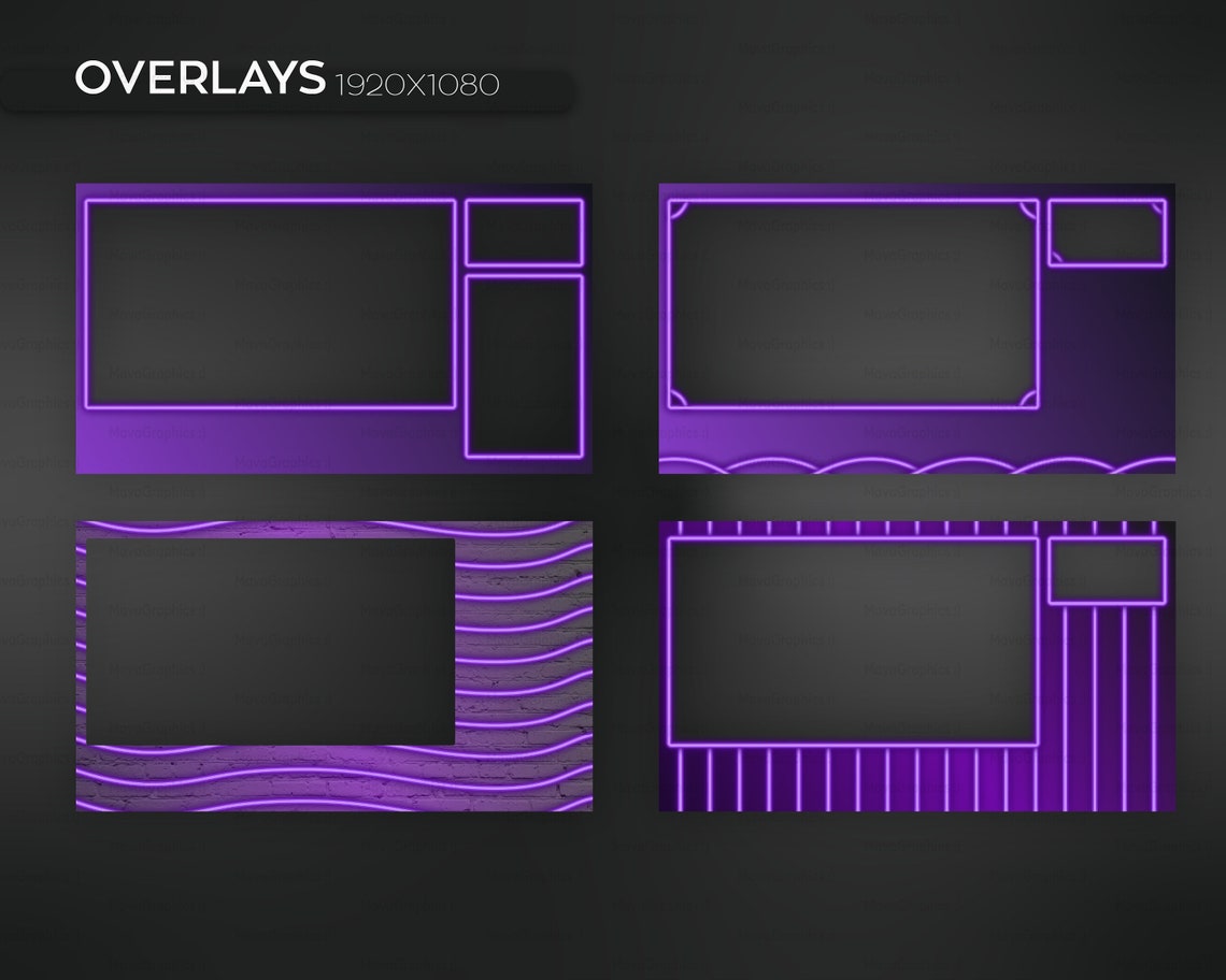 Twitch Overlay Neon Premade Purple Twitch Overlay Bundle - Etsy