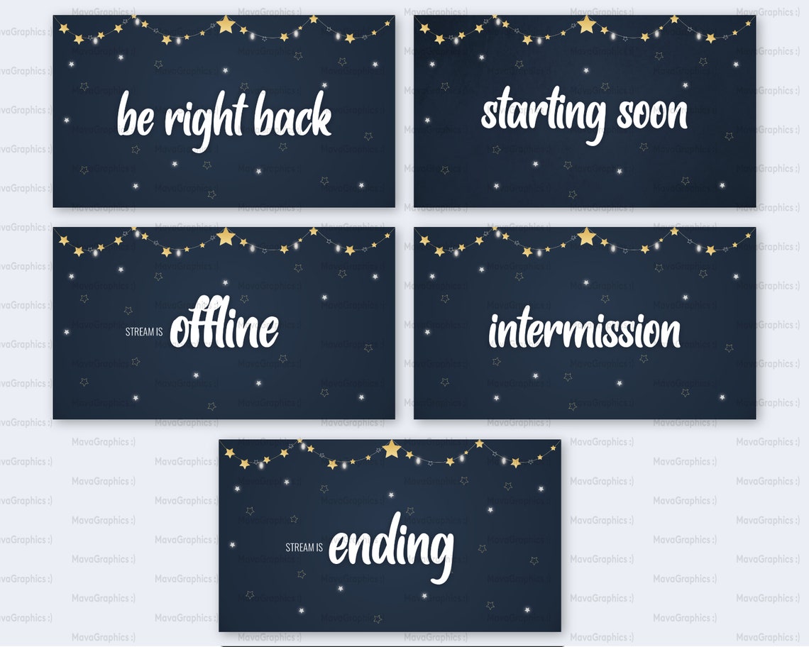 Dark Blue Night Stars Twitch Banner Custom PNG Banner Stream Screens ...