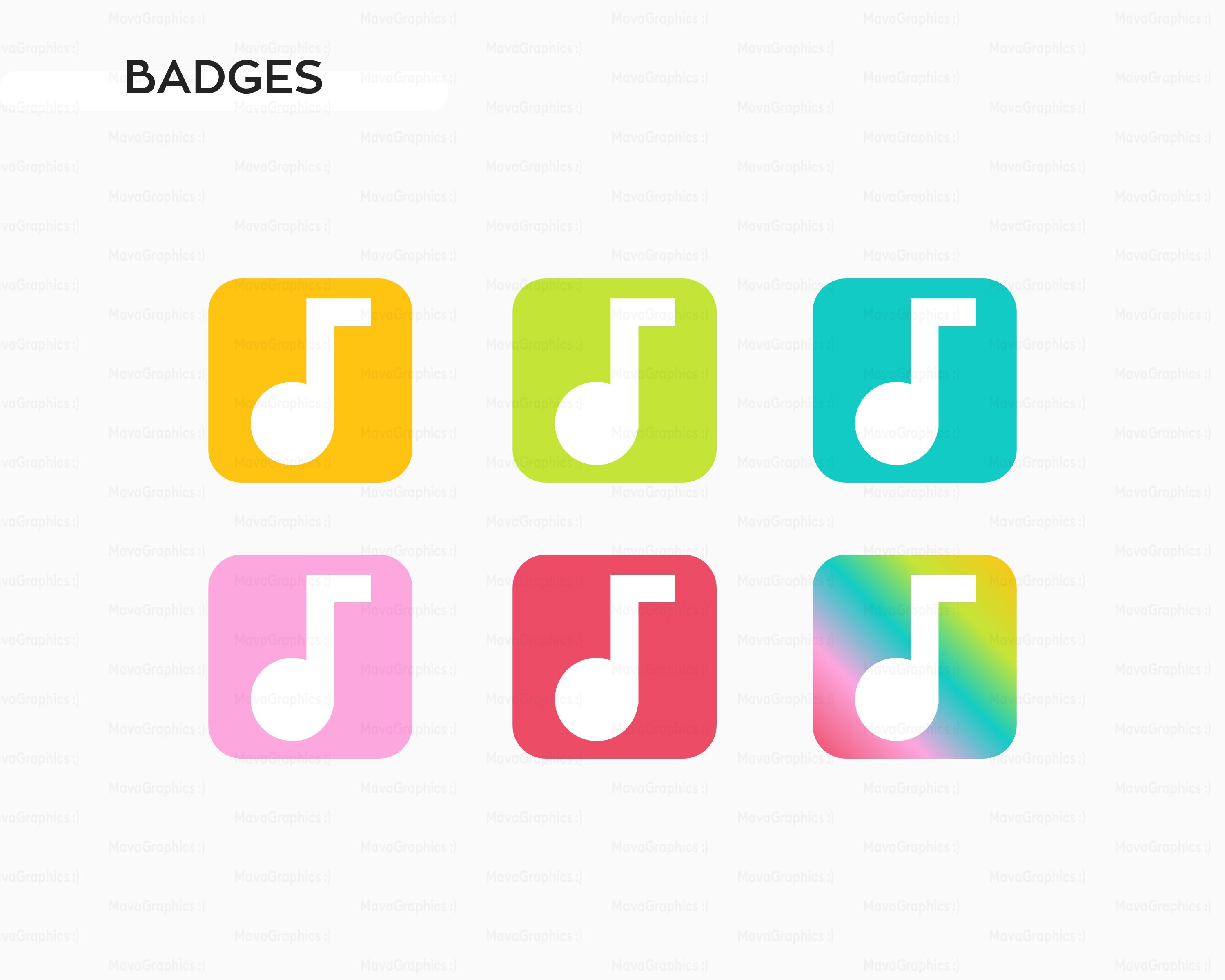 Music Notes Twitch Badges for Streamers | Colorful PNG Twitch Badges ...