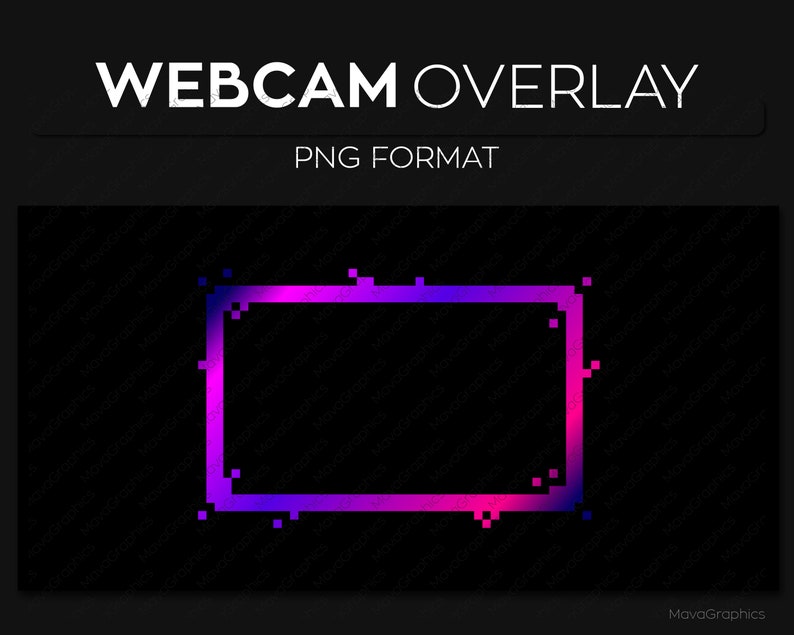 Gradient Pixel Webcam Frame Overlay, Webcam Border, Premade Twitch ...