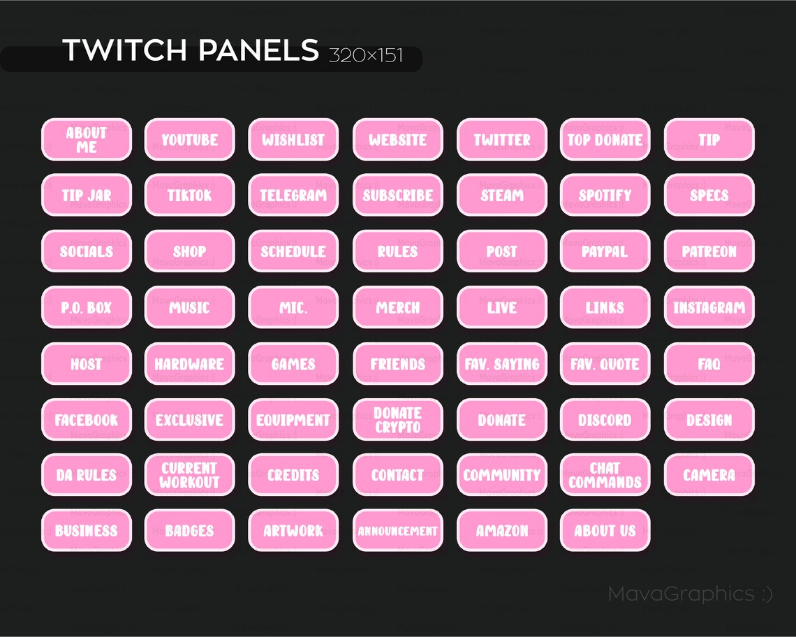 Cute Pink Twitch Streaming Overlay Custom Twitch PNG Overlay Set Bundle ...