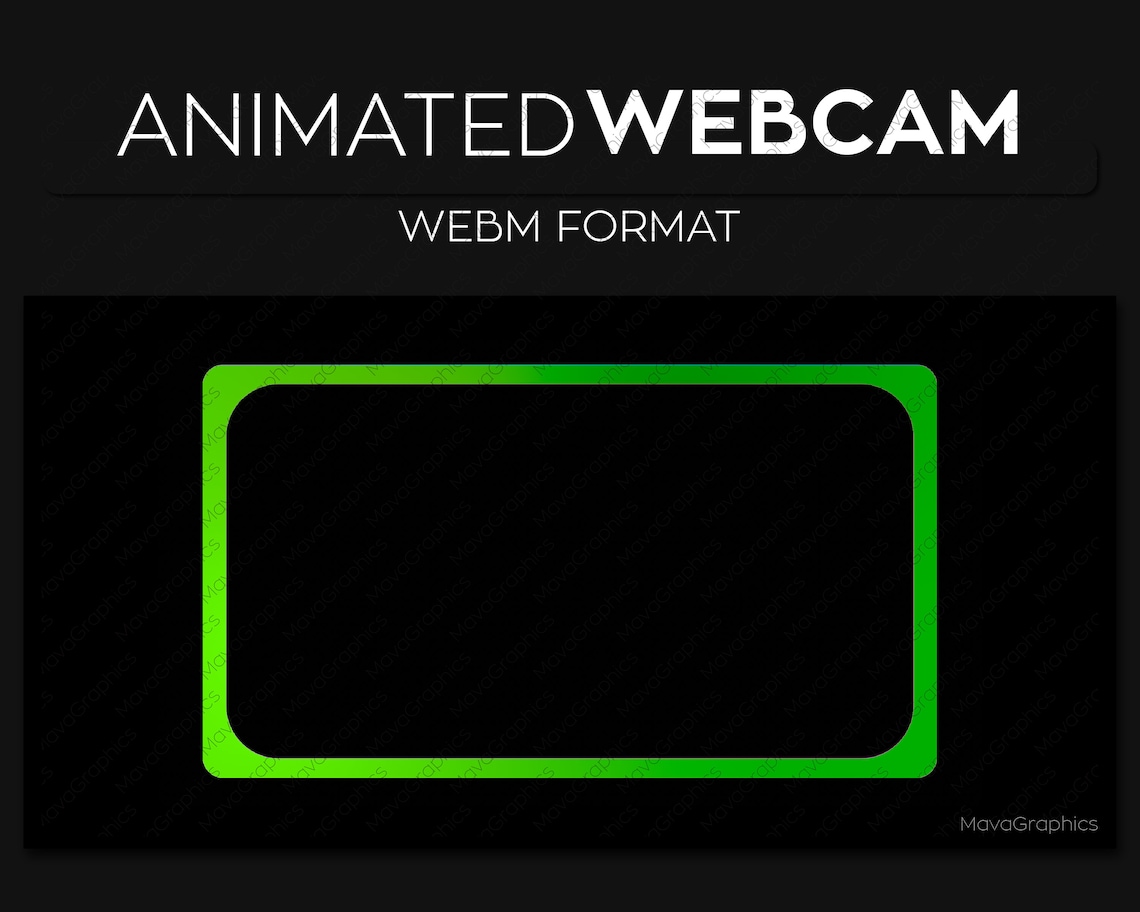 Gradient Green Animated Webcam Frame Overlay, Webcam Border, Premade ...