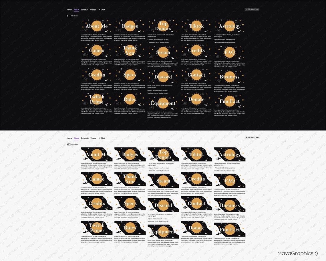 100 Yellow and Black Halloween Twitch Panels With Numbers and Months ...