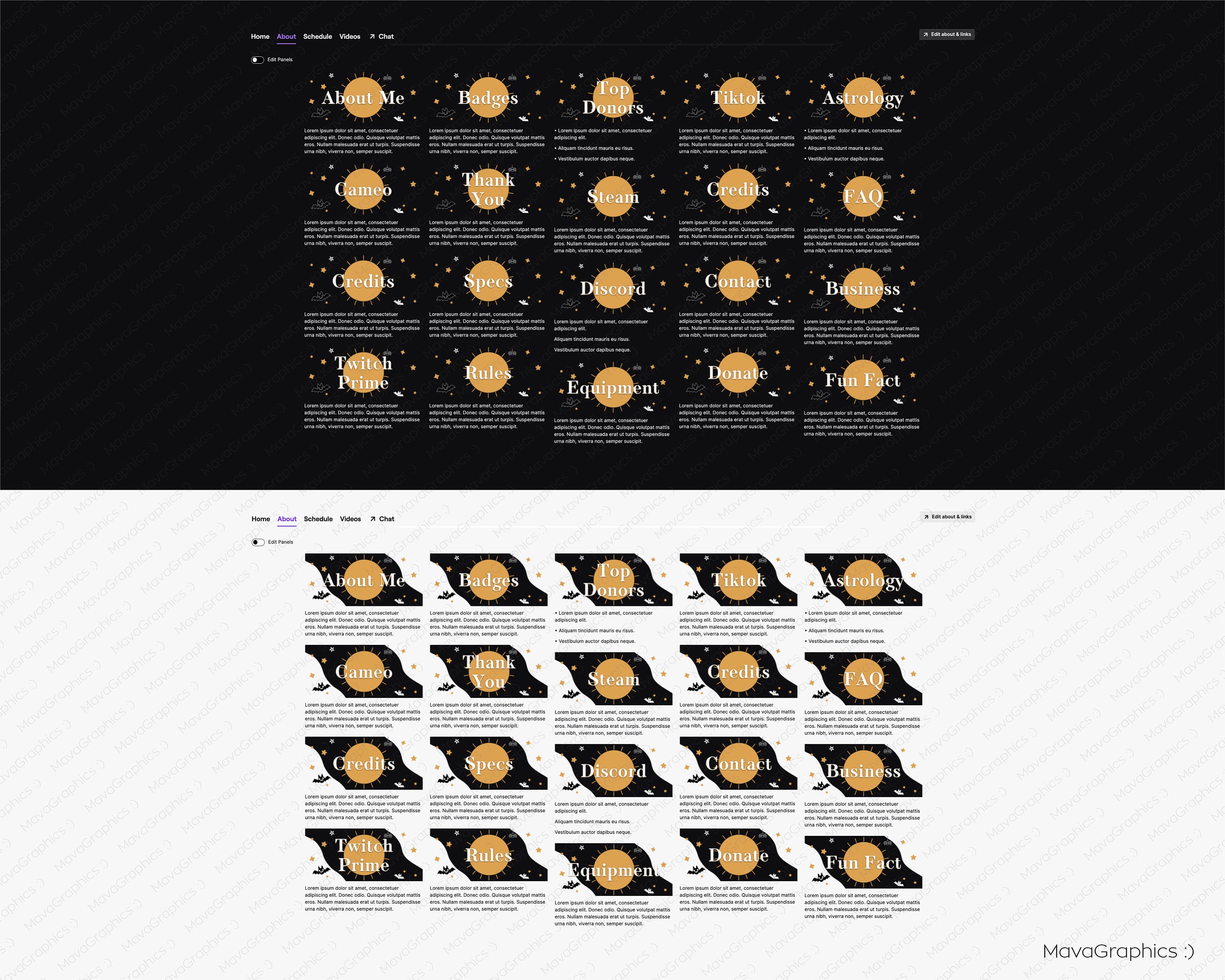 100 Yellow and Black Halloween Twitch Panels With Numbers and Months ...