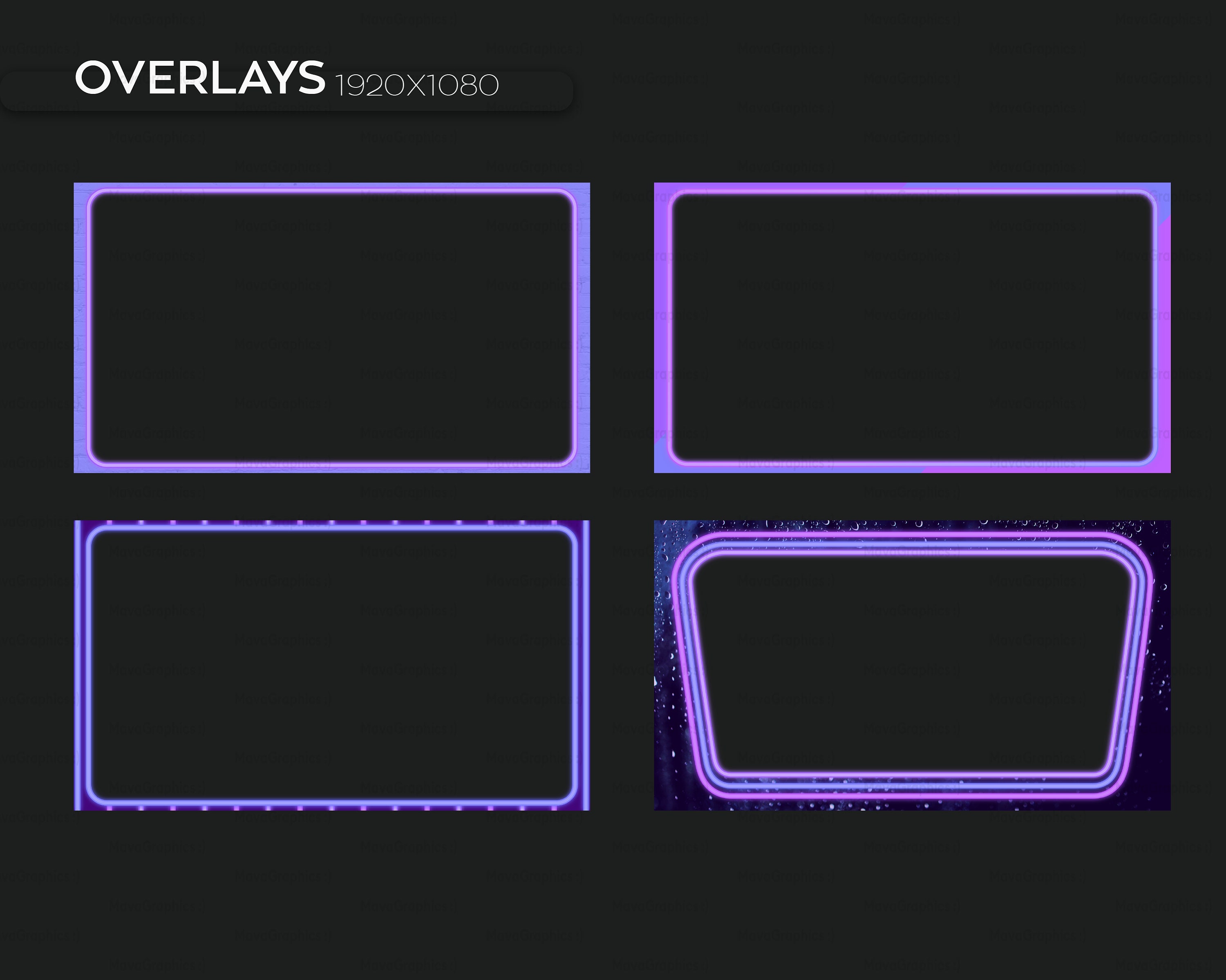 Twitch Overlay Bundle Neon Blue Purple Premade for Streaming - Etsy