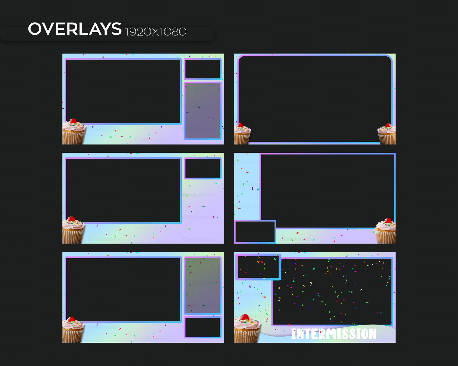 Cute Cupcake Sweet Twitch Streaming Overlay | Custom Twitch PNG Overlay ...