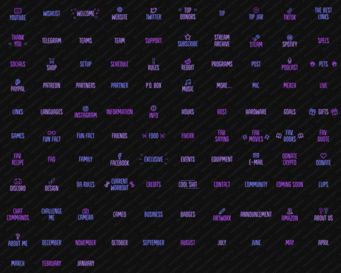 100 Twitch Panels for Streaming Purple and Blue PNG Twitch - Etsy