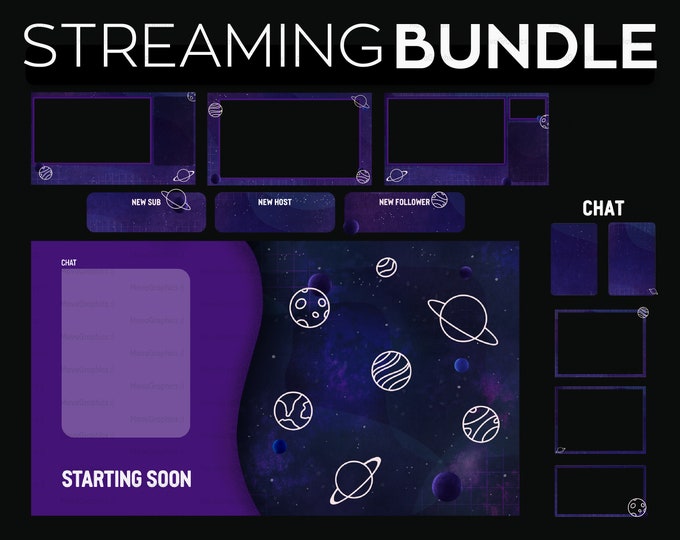 Outer Space Planets Twitch Overlay for Live Streaming | Premade Twitch ...