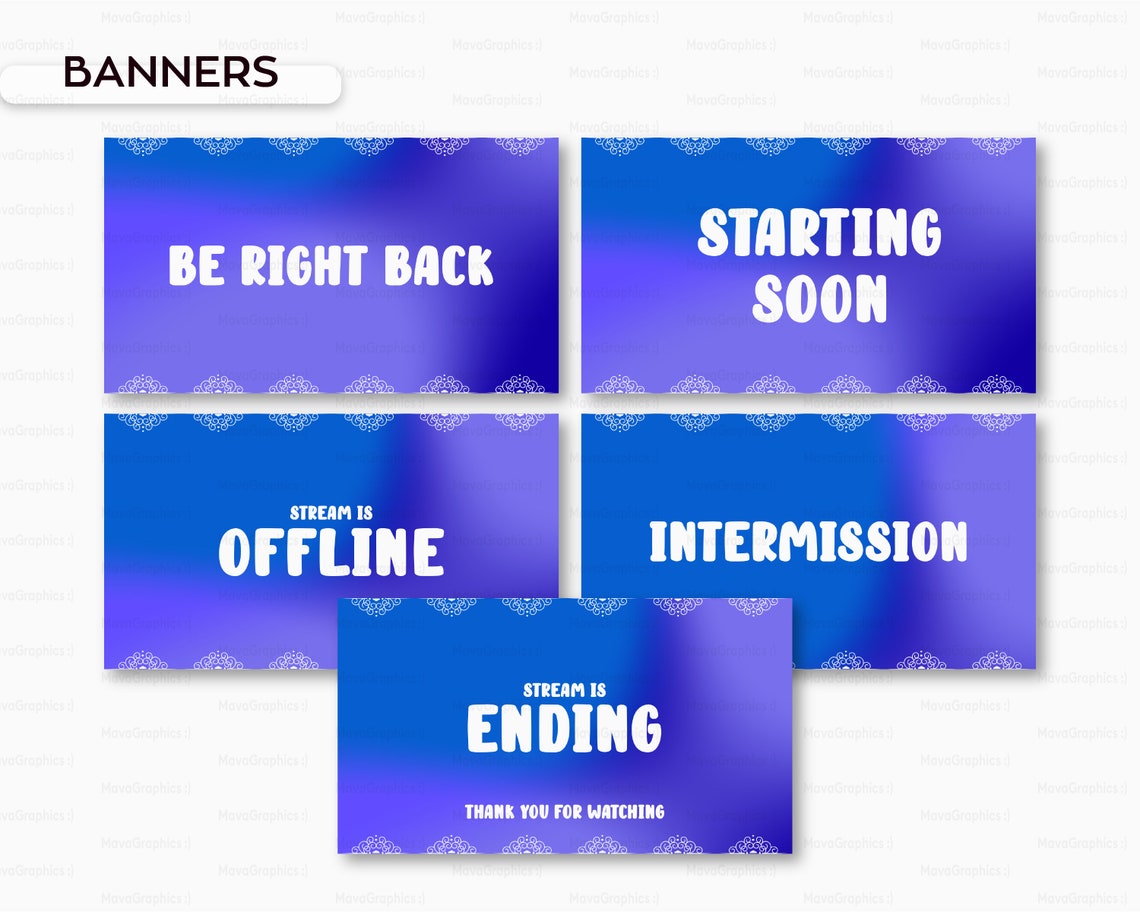 Blue Purple Gradient Twitch Streaming Overlay Custom Twitch | Etsy