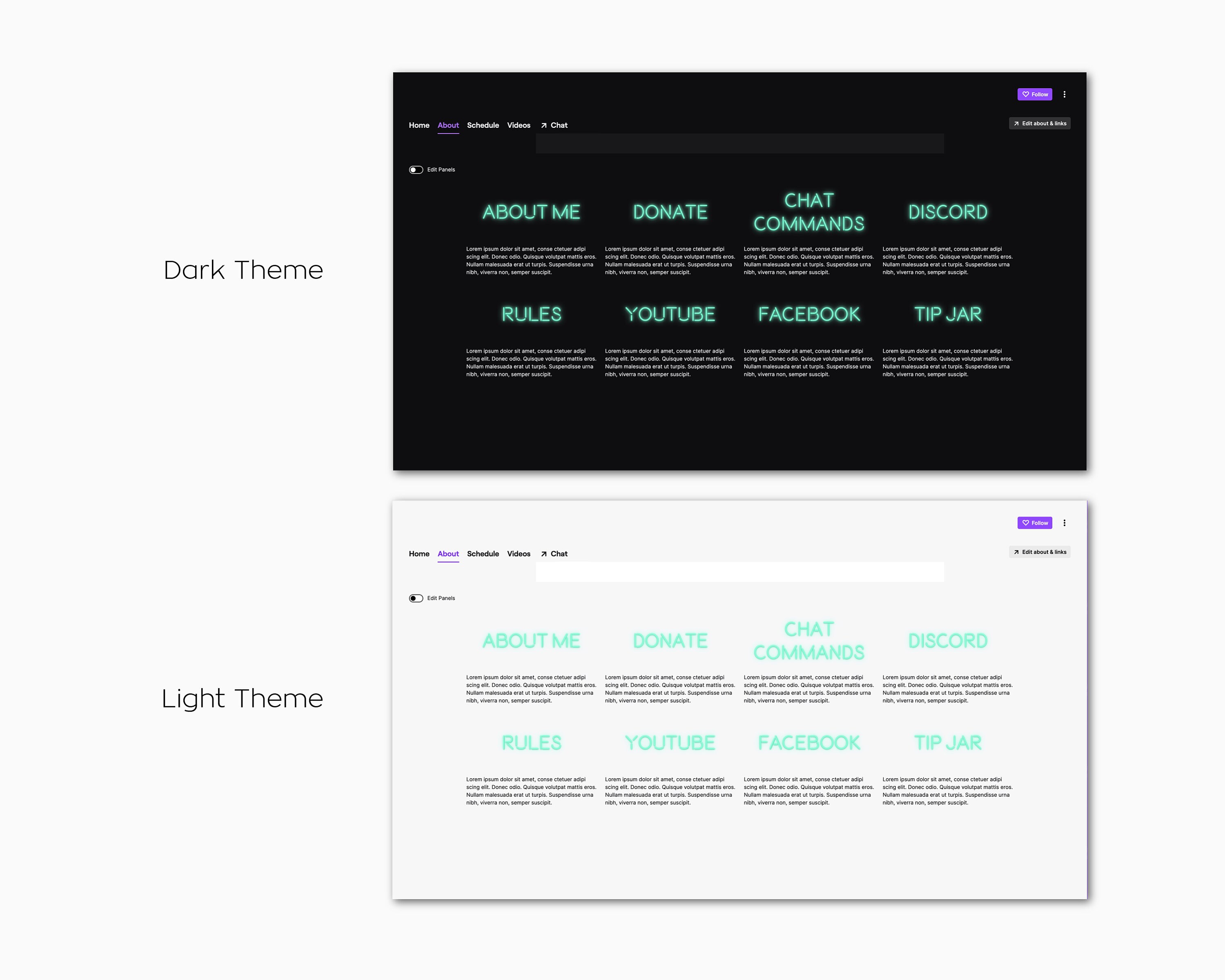 Green Neon Twitch Panels Streaming Custom Twitch PNG Panels Set Bundle ...