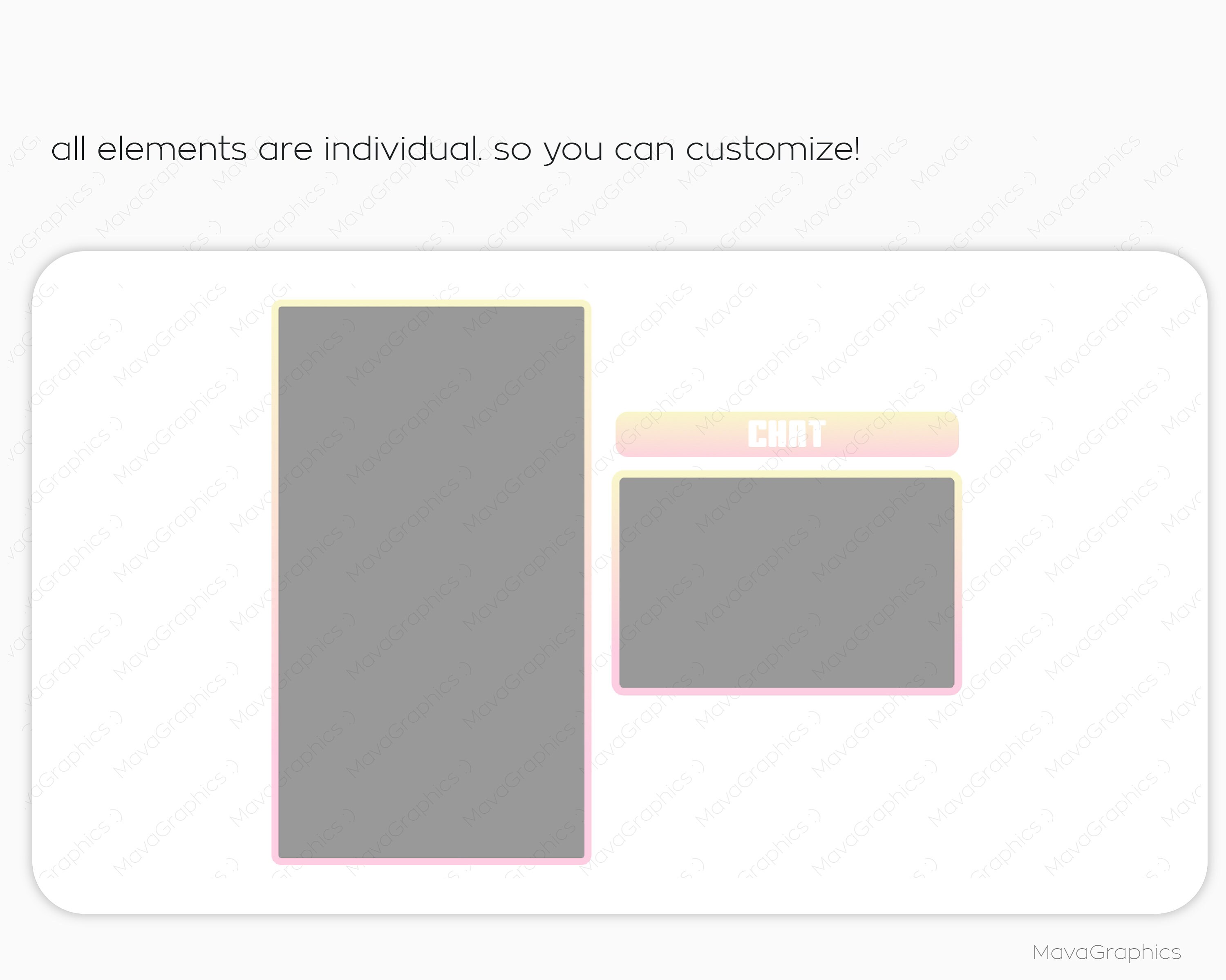 Yellow and Pink Chatbox Overlay for Streamers Premade Twitch Streamlabs ...