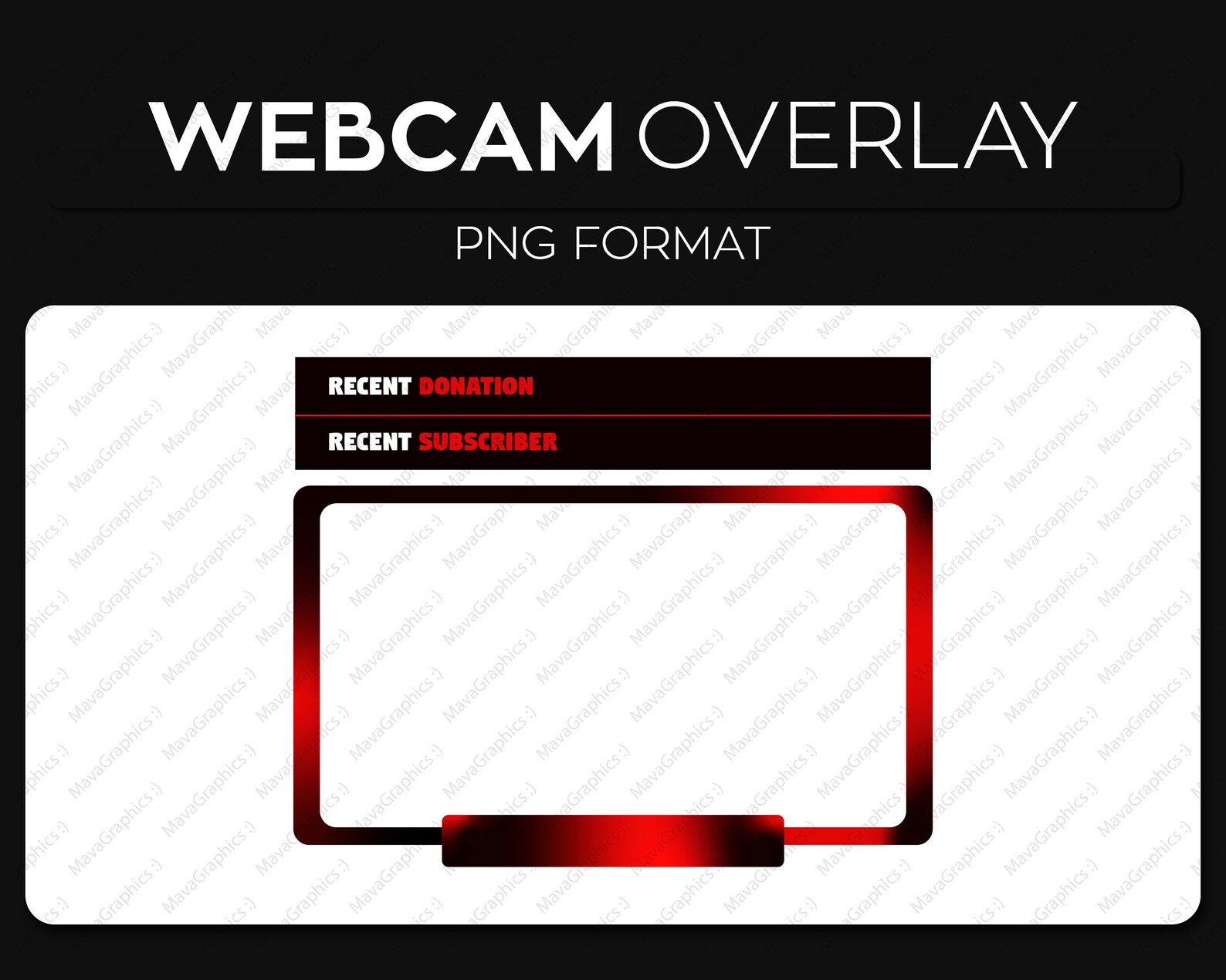Red Black Webcam Frame Overlay, Webcam Border, Custom Twitch Streamlabs ...