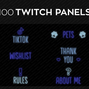 100 Twitch Panels for Streaming, Blue PNG Twitch Panels Set Bundle ...