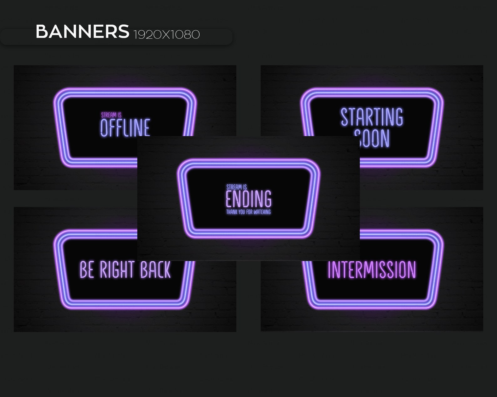 Twitch Overlay Bundle Neon Blue Purple Premade for Streaming - Etsy