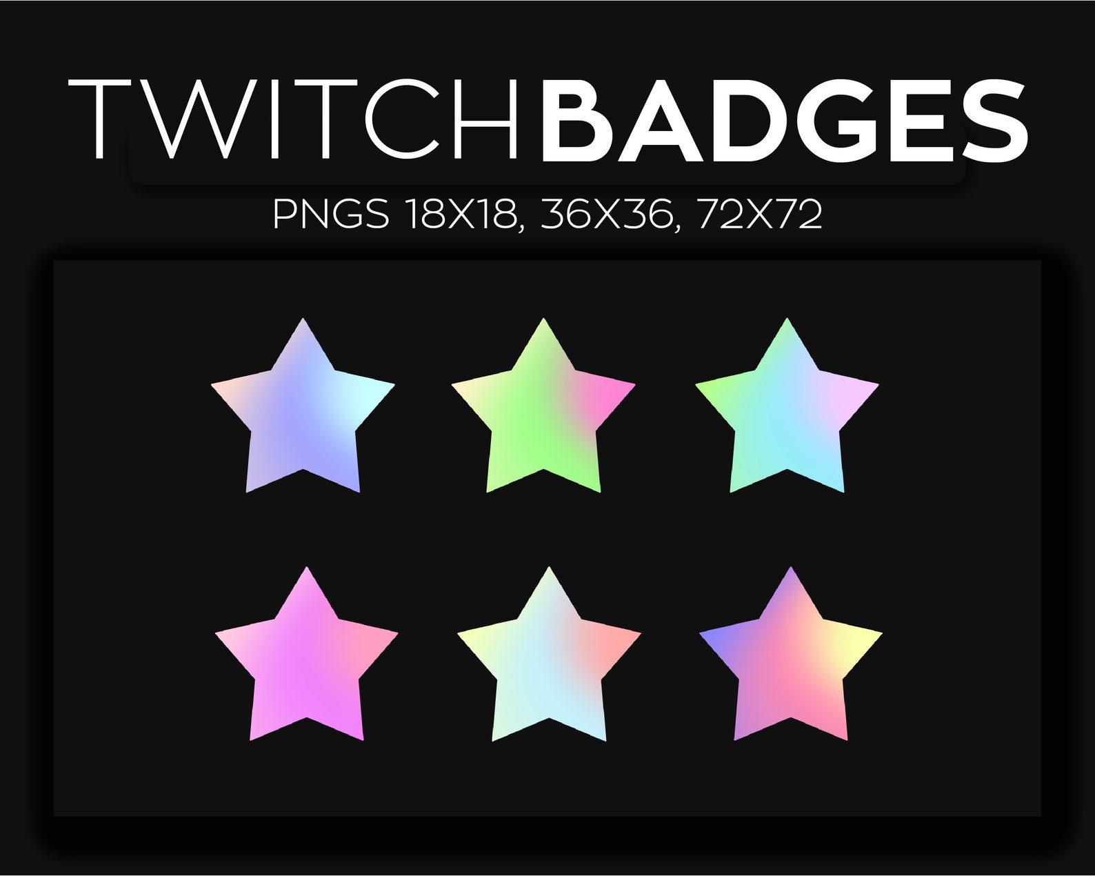Gradient Stars Twitch Badges for Streamers | Custom Twitch PNG Badges ...