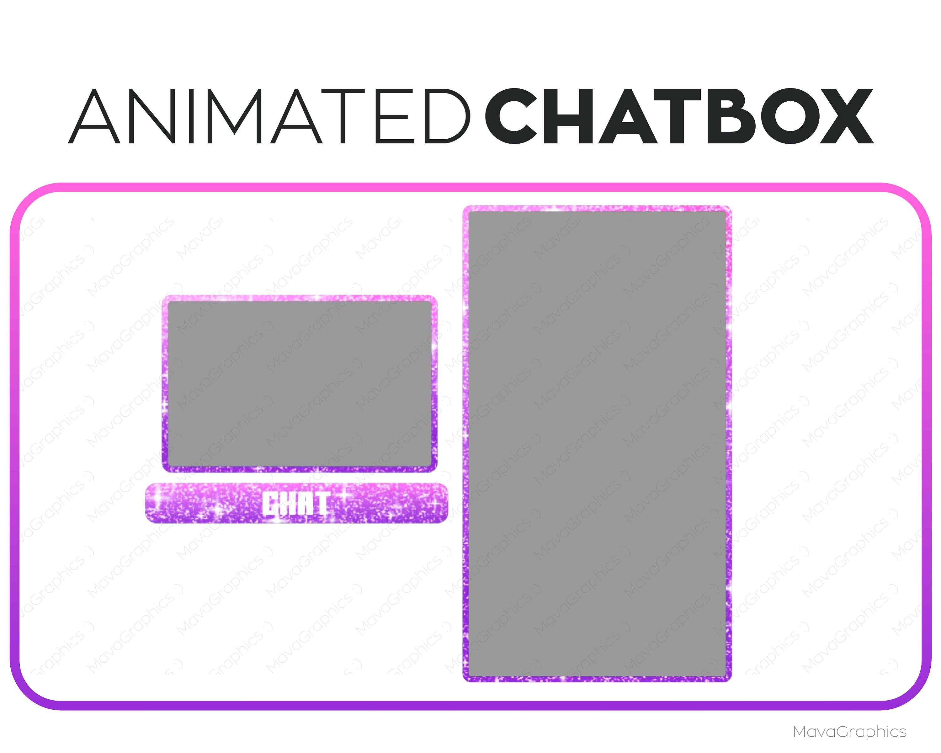 Glitter Animation Pink Purple Chatbox Overlay for Streamers, Premade ...