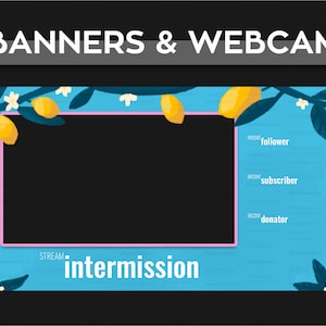 Blue Lemon Overlay Banners for Streaming Overlay Set, Hand Drawn Custom ...