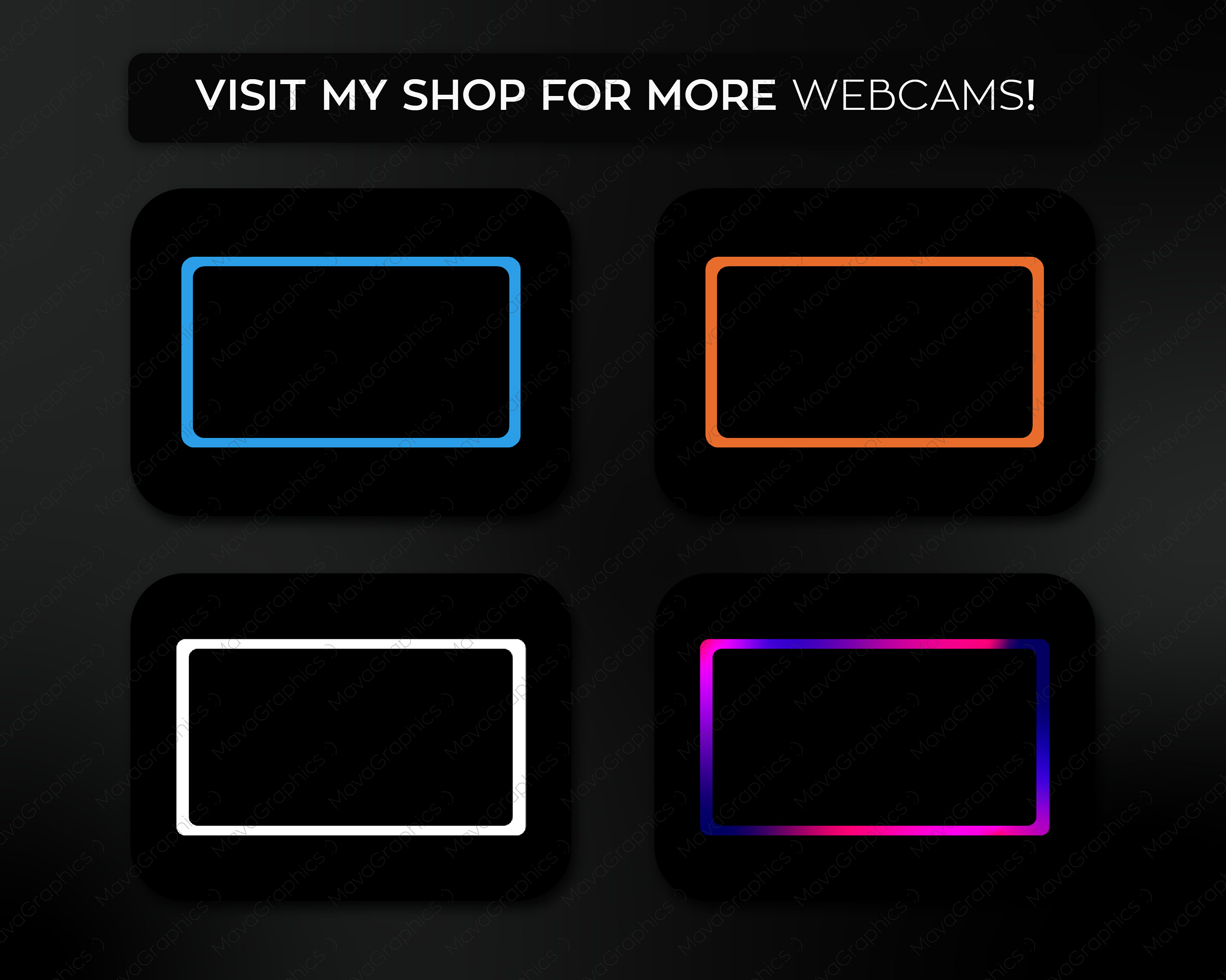 Aqua Webcam Frame Overlay, Webcam Border, Custom Twitch Streamlabs OBS ...