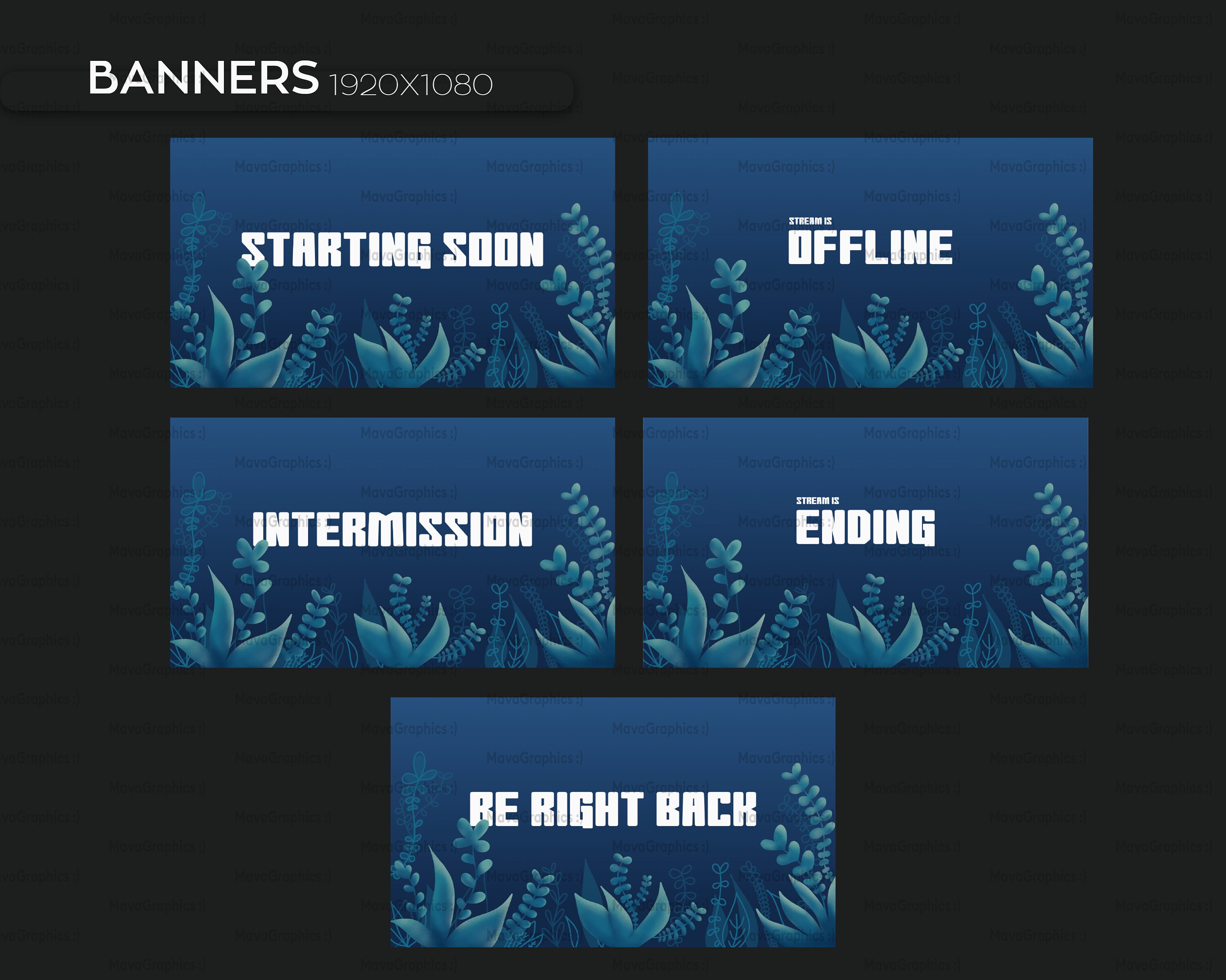 Blue Plants Twitch Overlay for Live Streaming | Premade Twitch Overlay ...