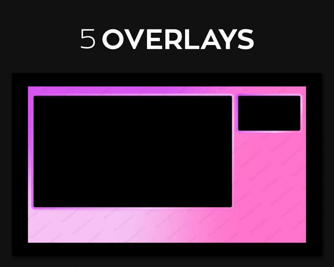 Pink Twitch Streaming Overlay | Custom Twitch PNG Overlay Set Bundle ...