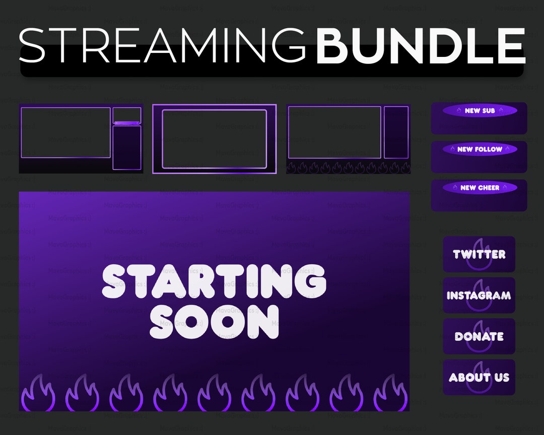 Black and Purple Twitch Streaming Overlay | Custom Twitch PNG Overlay ...