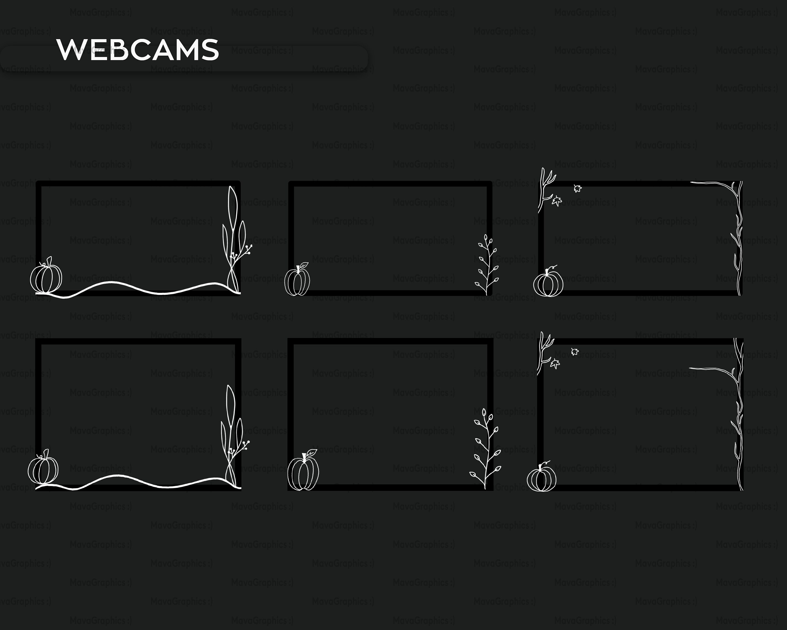 Autumn White Pumpkins and Plants Stream Twitch Overlay, Premade Simple ...