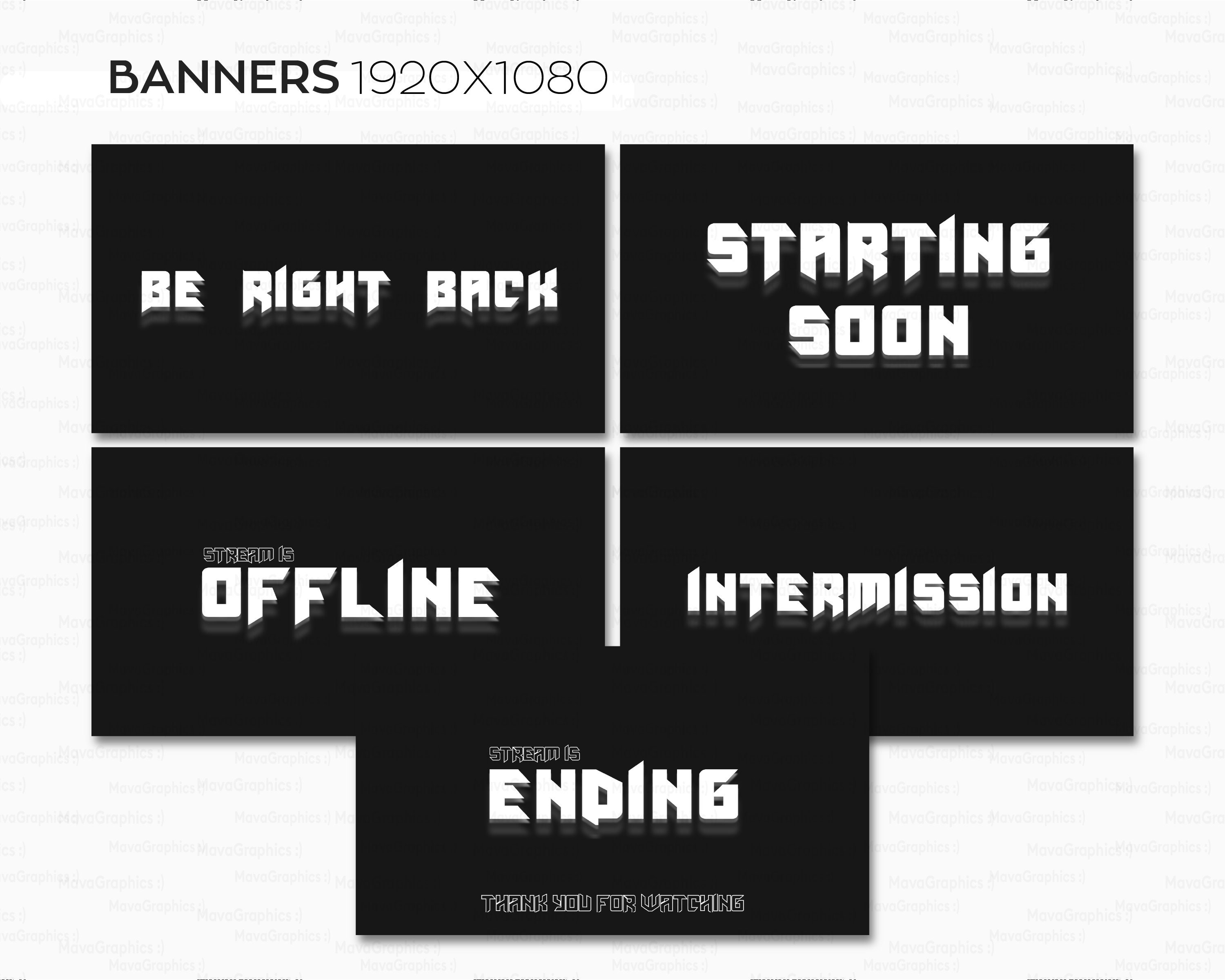 Dark Twitch Stream Overlay Bundle, Custom Simple Overlays and Banners ...