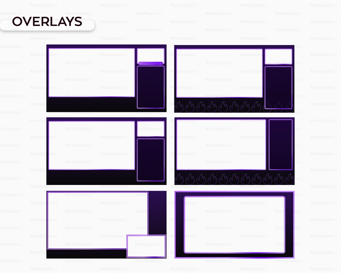 Black and Purple Twitch Streaming Overlay | Custom Twitch PNG Overlay ...