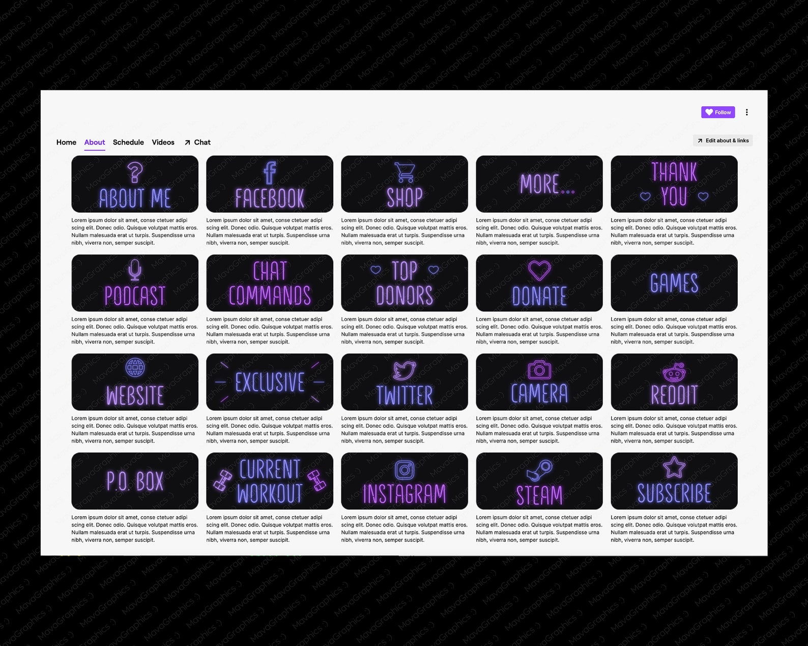 100 Twitch Panels for Streaming Purple and Blue PNG Twitch - Etsy