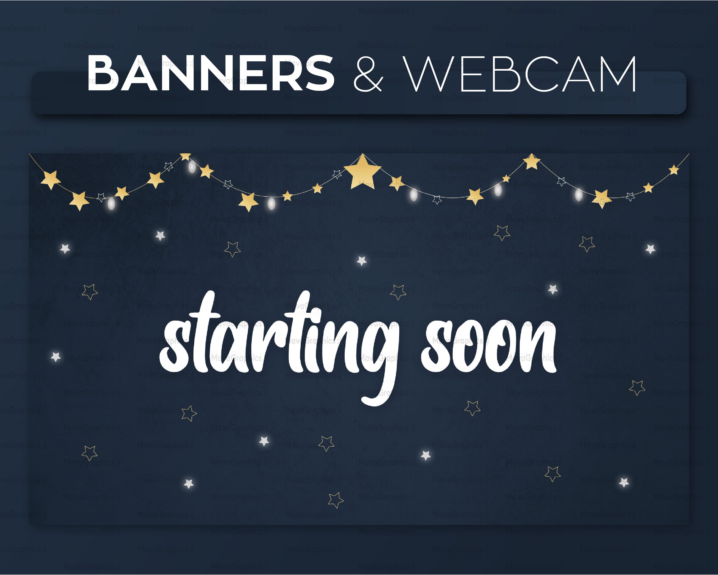 Dark Blue Night Stars Twitch Banner / Custom PNG Banner Stream Screens ...