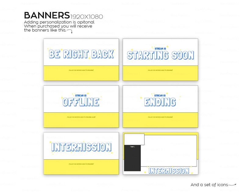 Simple Yellow and White Twitch Banners | Custom Personalizable PNG ...
