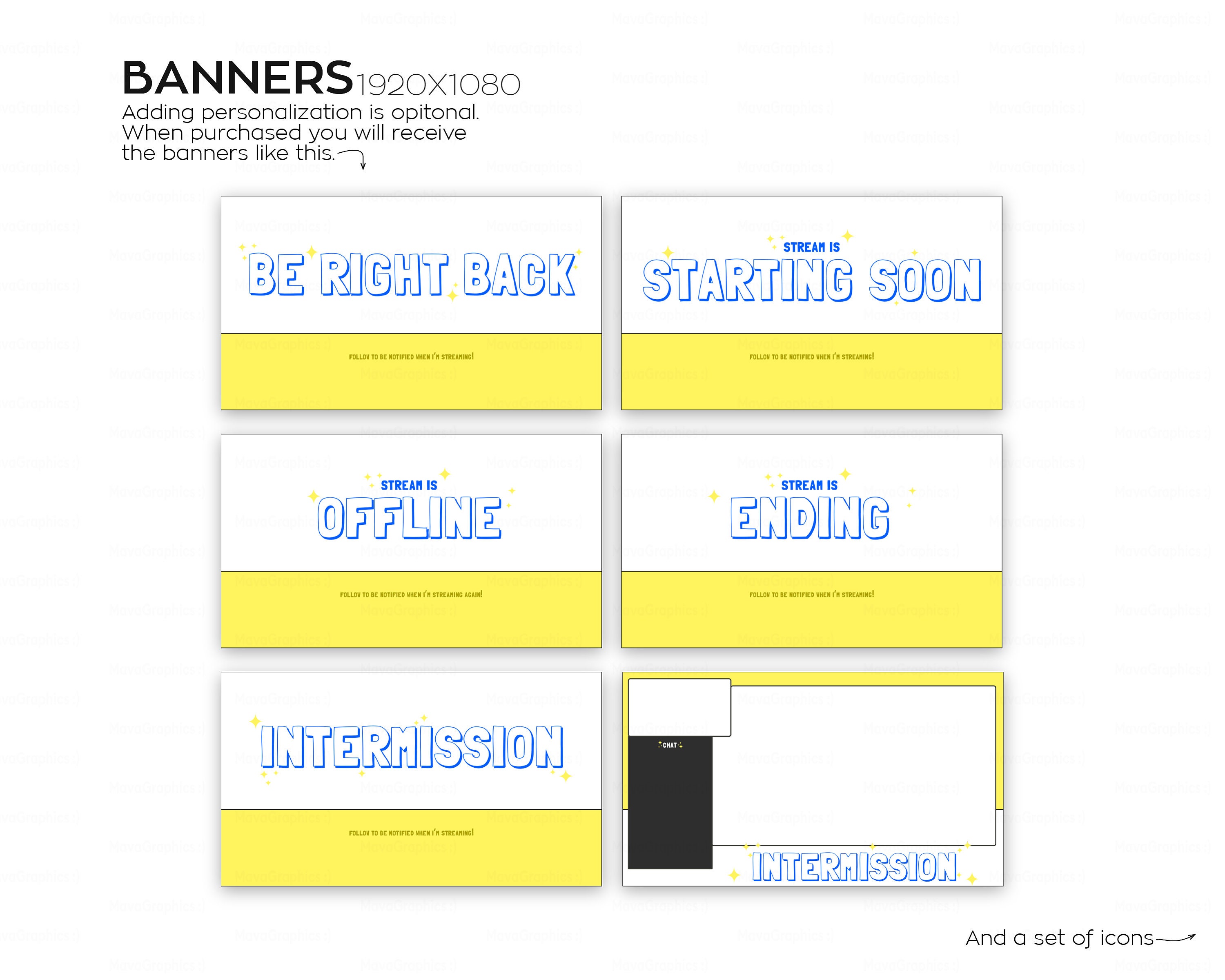Simple Yellow and White Twitch Banners | Custom Personalizable PNG ...