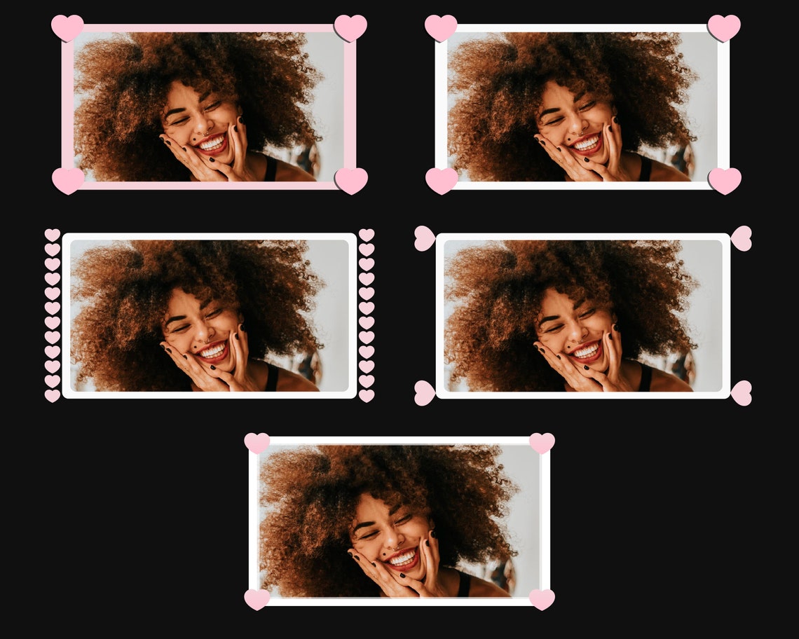 White and Pink Webcam Frame With Hearts for Twitch Cute - Etsy