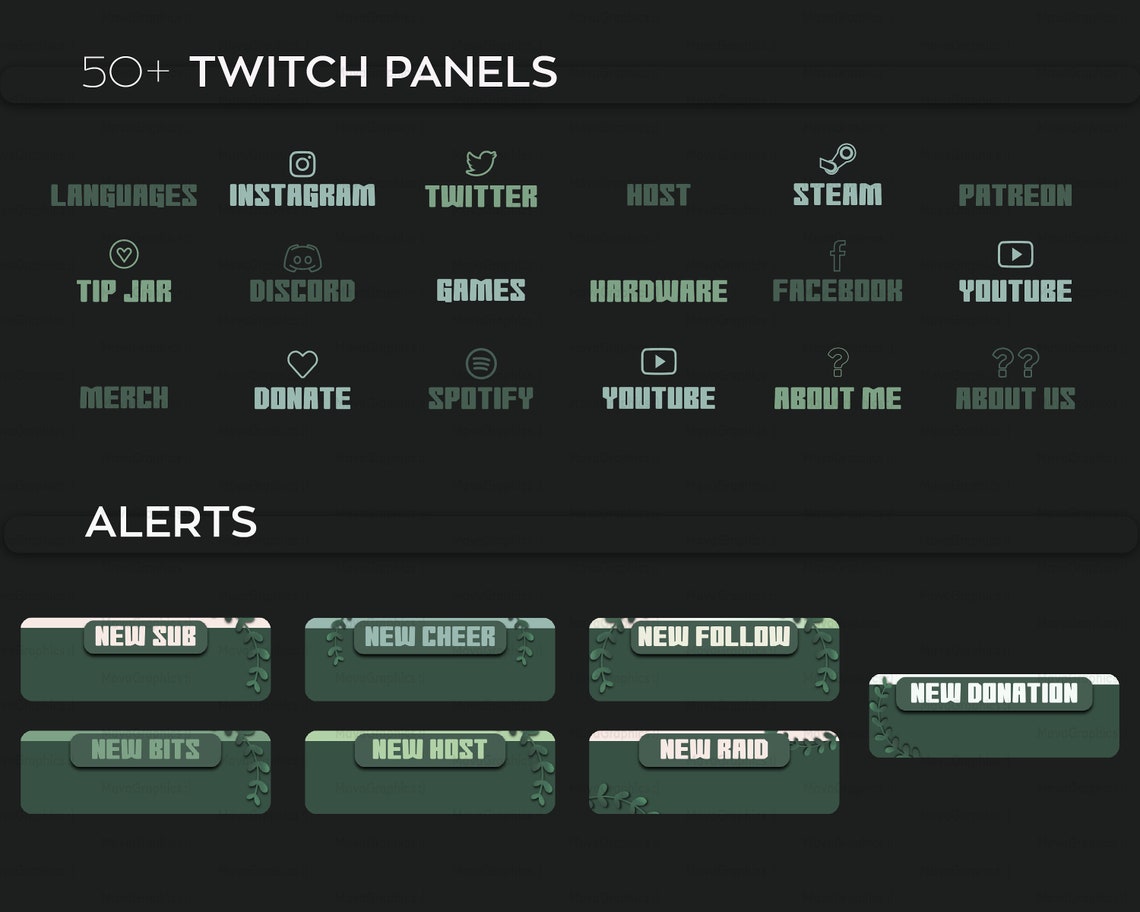 Green Plant Twitch Overlay for Live Streaming Premade Twitch - Etsy
