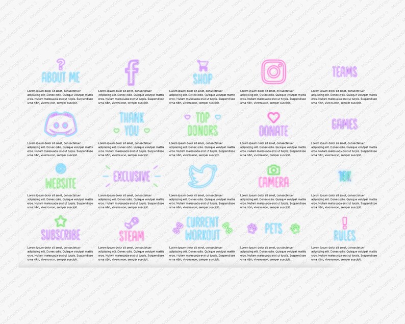 100 Twitch Panels Plus Icons and Numbers for Streaming | Twitch Panels ...
