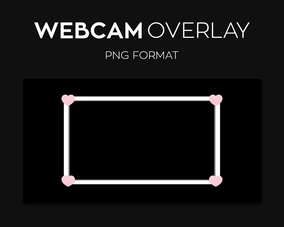 White and Pink Webcam Frame With Hearts for Twitch, Cute Webcam Border ...