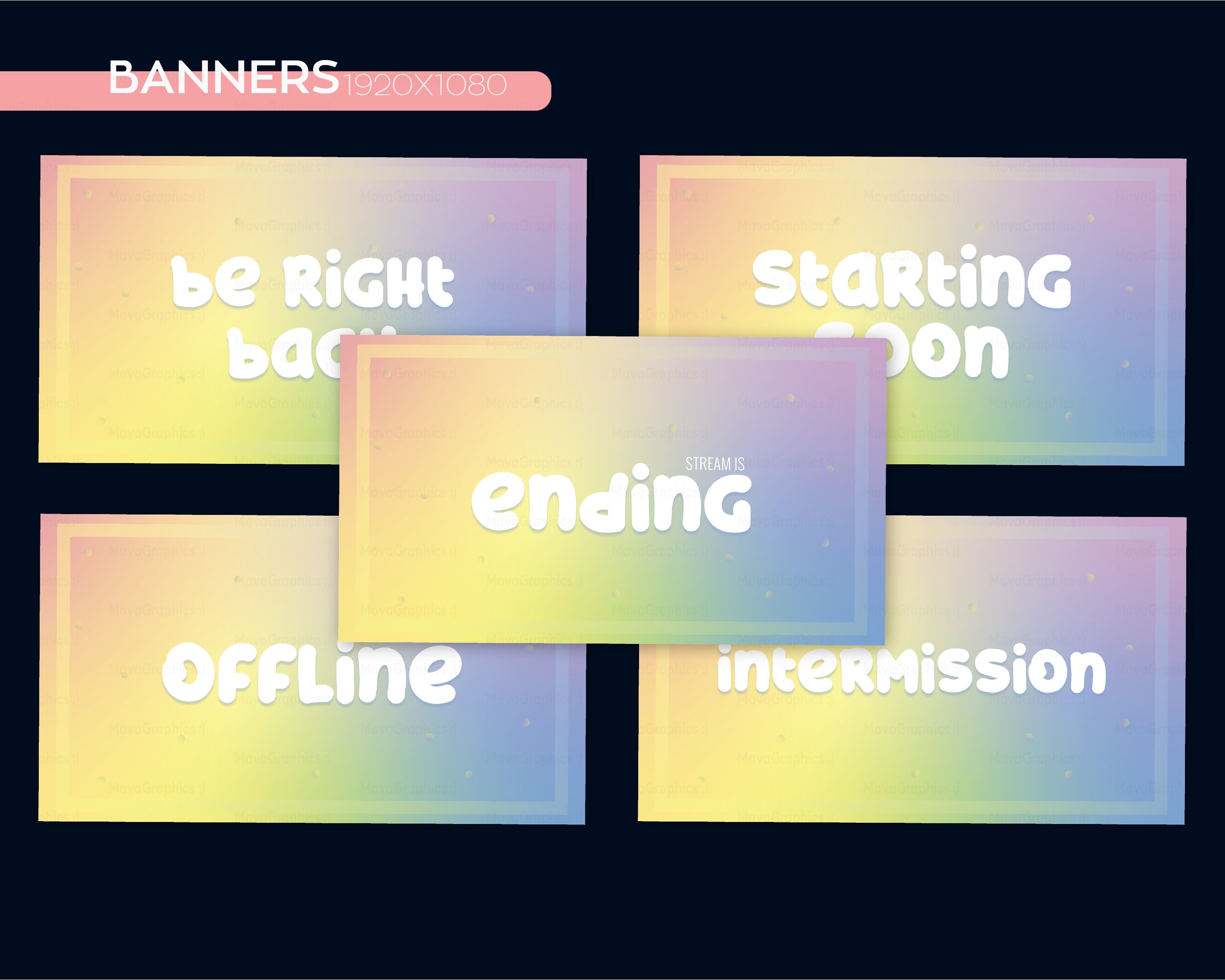 Pastel Rainbow Twitch Streaming Overlay Custom Twitch PNG - Etsy
