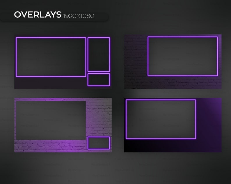 Twitch Overlay Neon Premade Purple Twitch Overlay Bundle Overlay ...