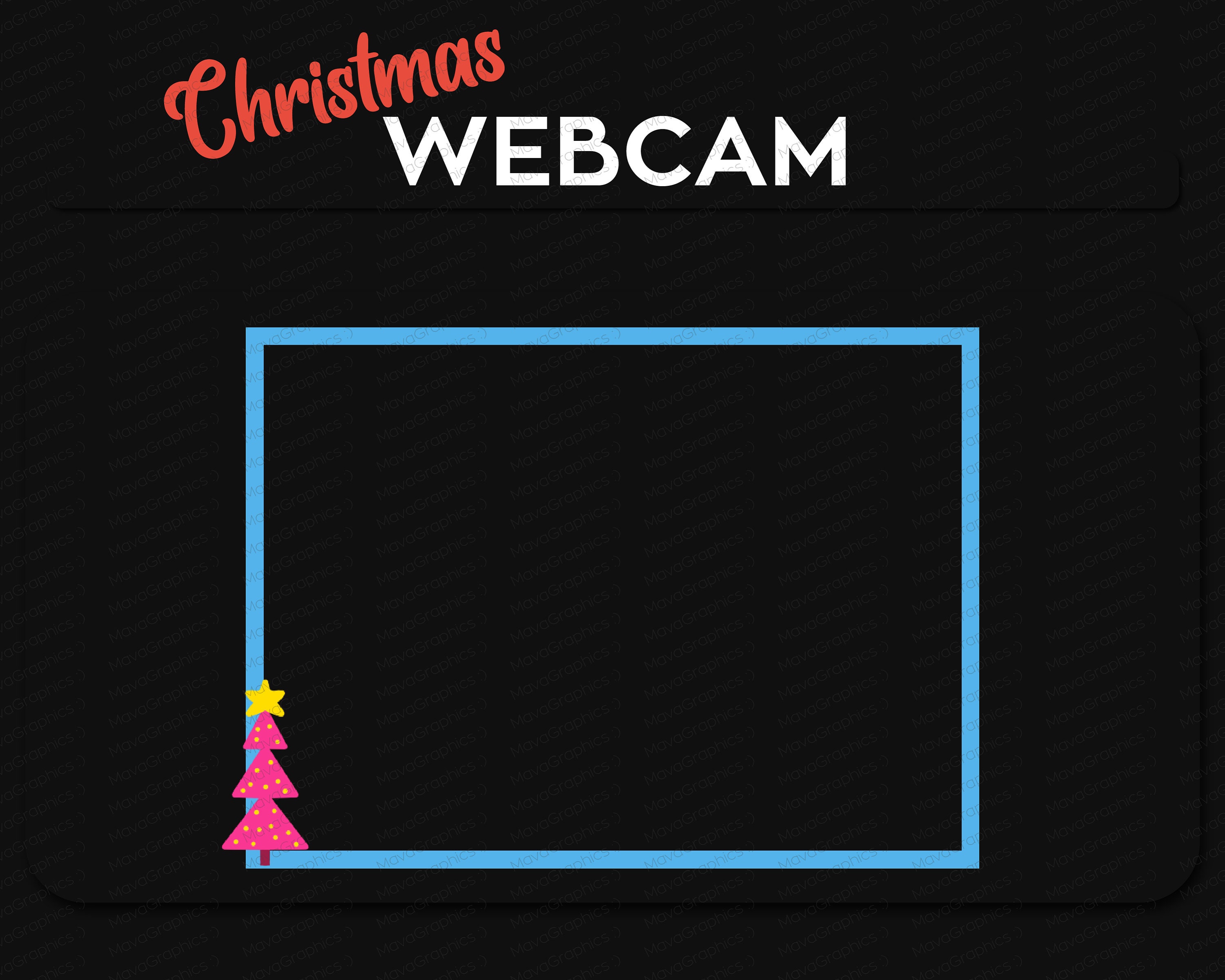 Pink Modern Christmas Tree Frame Overlay, Webcam With Ornaments Border ...