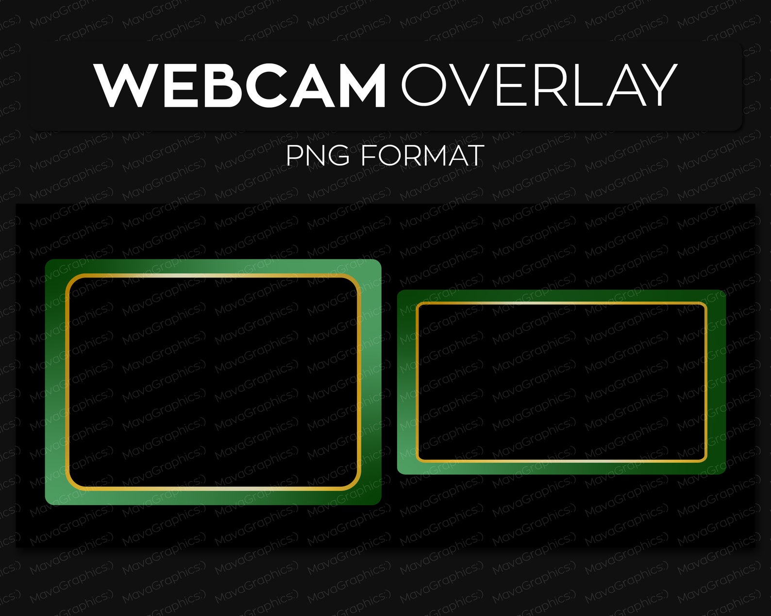 Green Gold Gradient Webcam Frame Overlay, Webcam Border, Premade Twitch ...