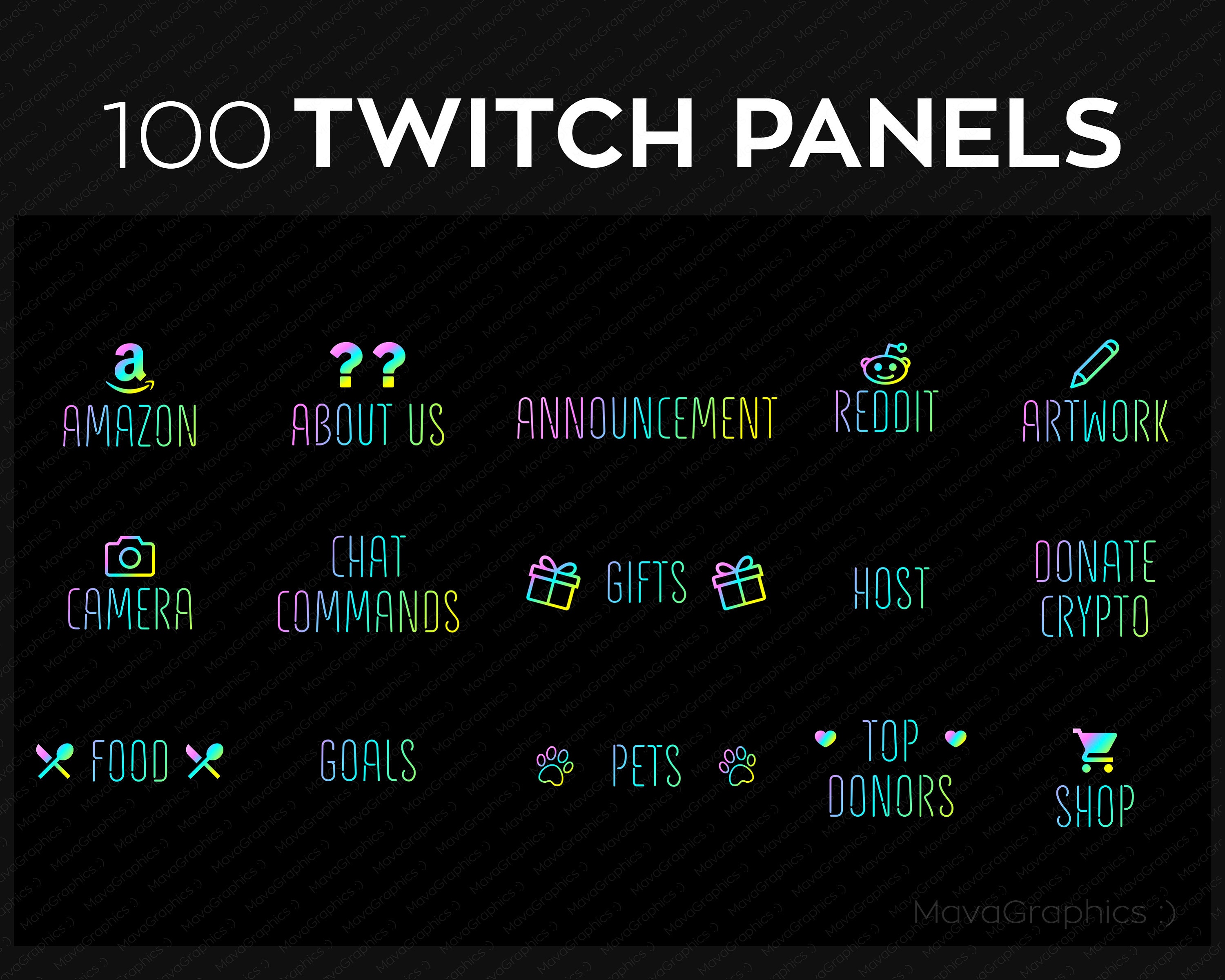 Twitch Panels for Streaming Premade PNG Twitch Panels Set Bundle Twitch ...