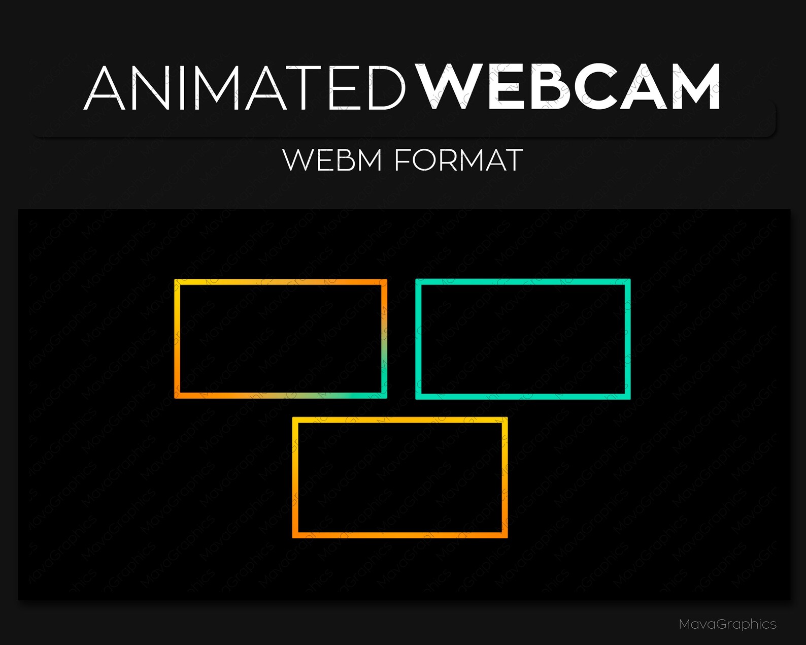 3 Animated Gradient Webcam Frame Streaming Overlays, Webcam Border ...