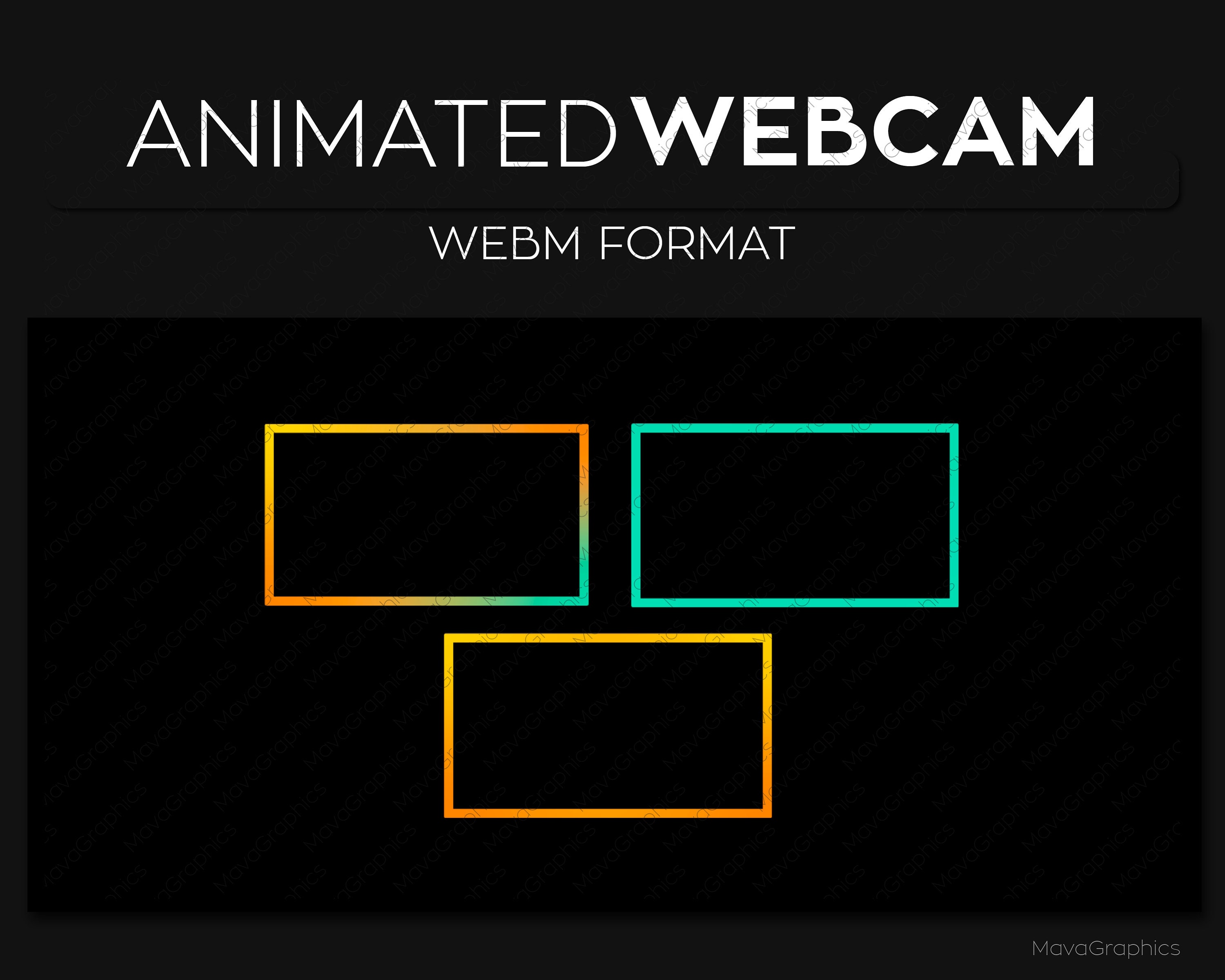 3 Animated Gradient Webcam Frame Streaming Overlays, Webcam Border ...