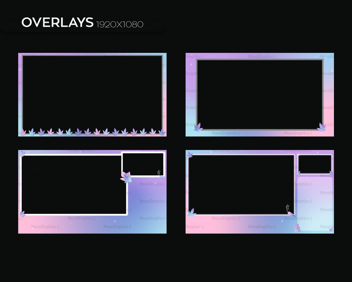 Pastel Weed Twitch Overlay for Live Streaming | Premade Twitch Overlay ...