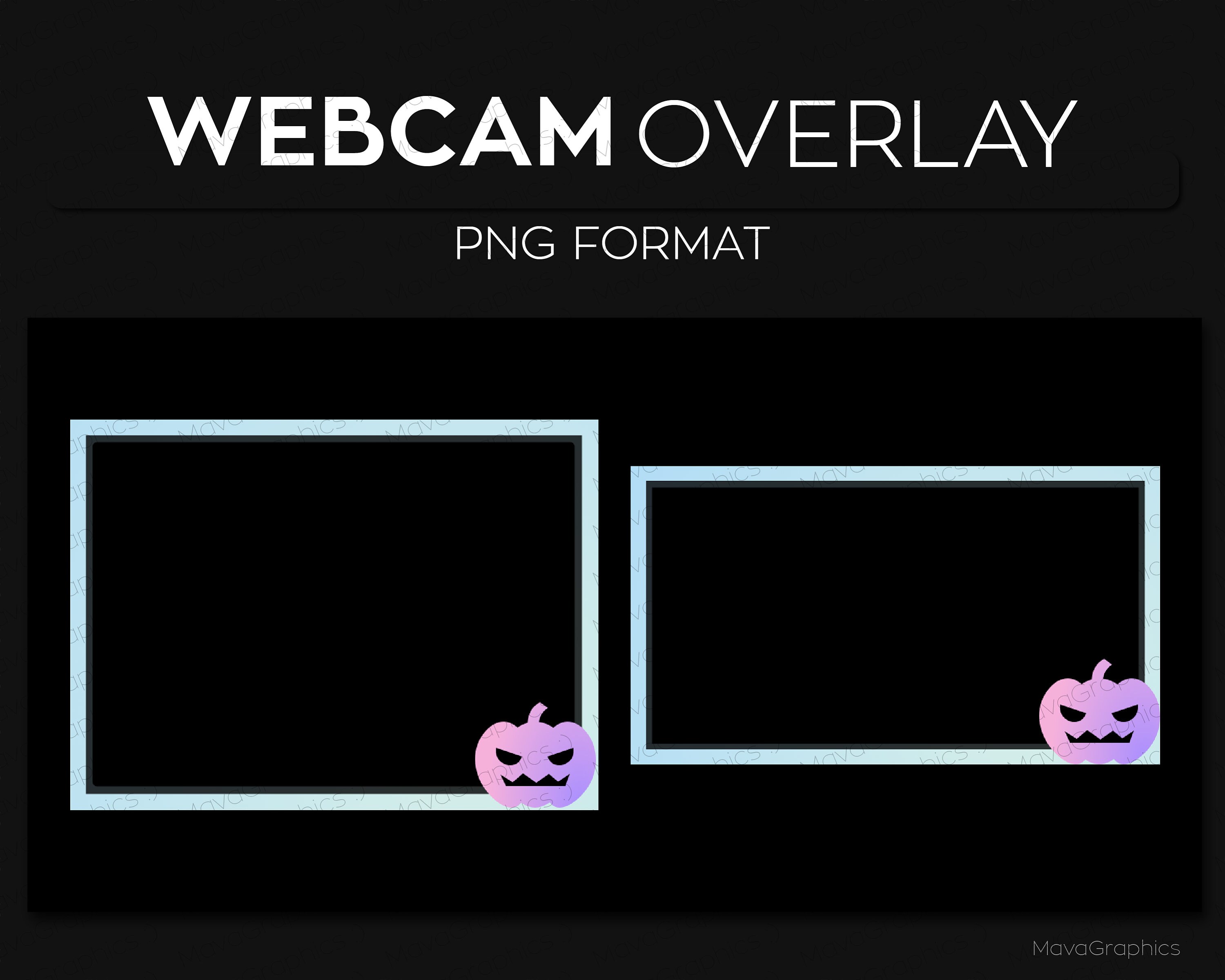 Blue Purple Halloween Pumpkin Webcam Frame Overlay, Webcam Border ...