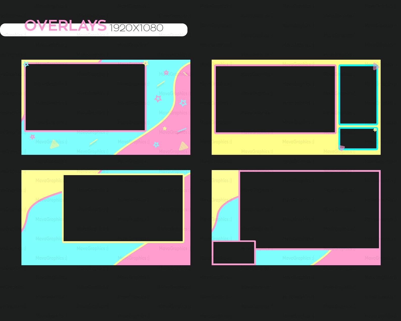 Retro Twitch Streaming Overlay | Custom Twitch PNG Overlay Set Bundle ...