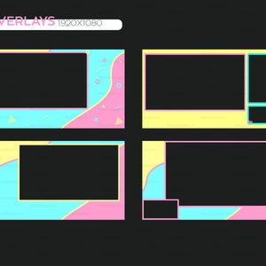 Retro Twitch Streaming Overlay | Custom Twitch PNG Overlay Set Bundle ...