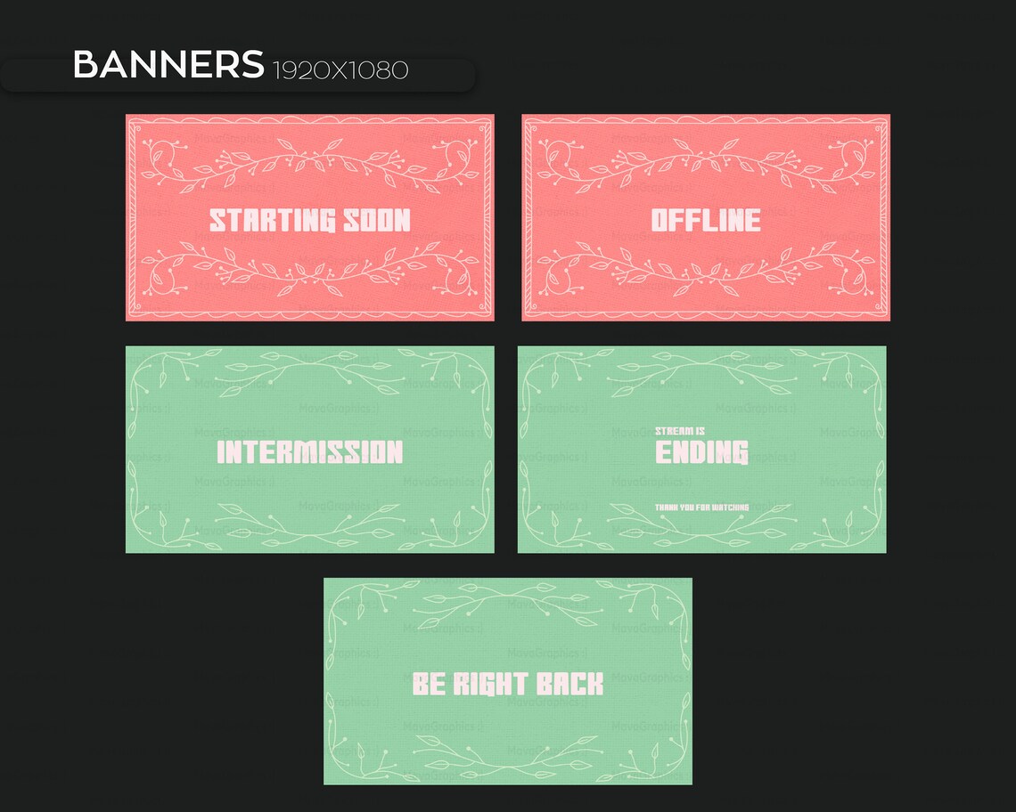Vine Twitch Overlay for Live Streaming | Premade Twitch Overlay Bundle ...