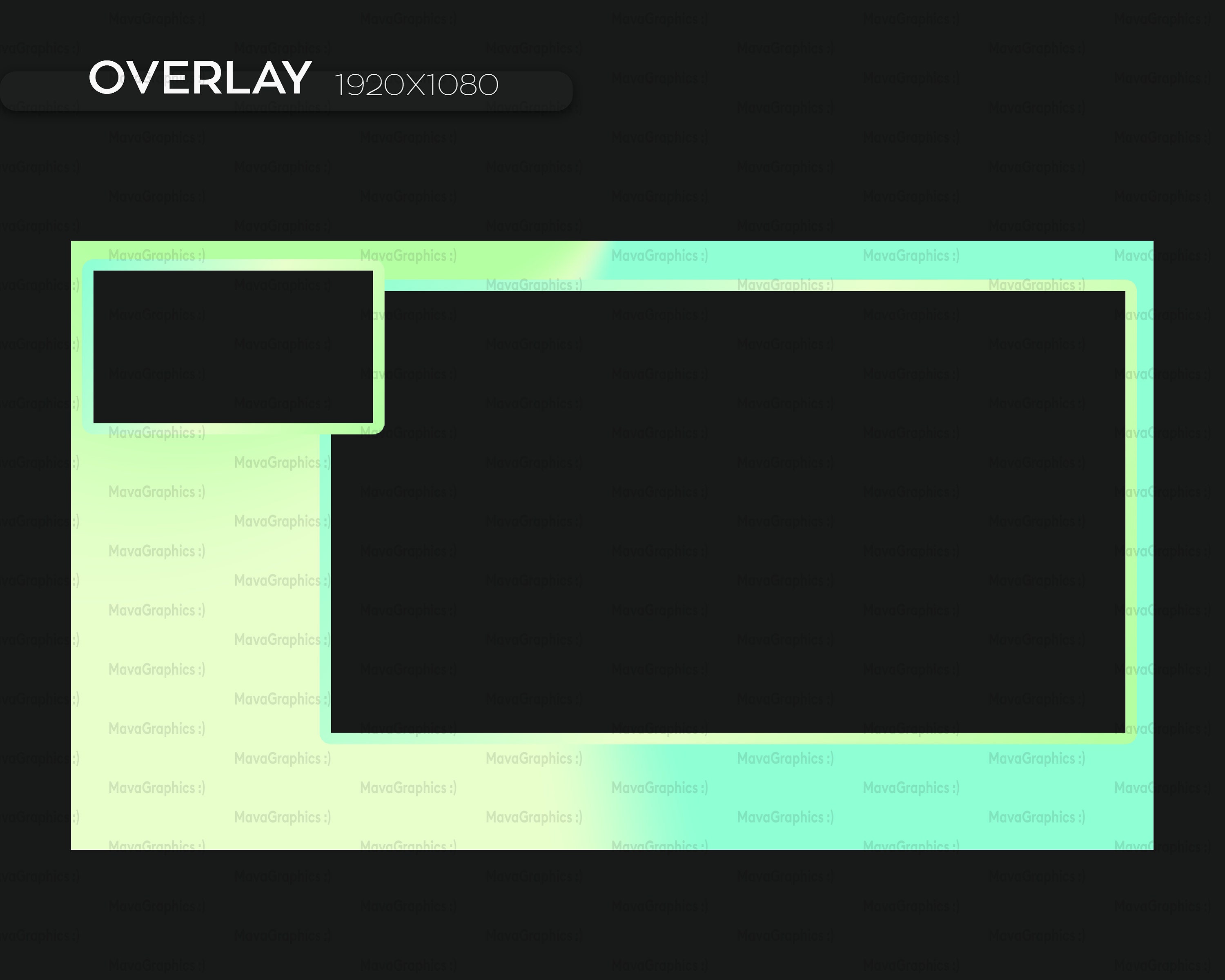 Green Gradient Twitch Streaming Overlay | Custom Twitch PNG Overlay Set ...